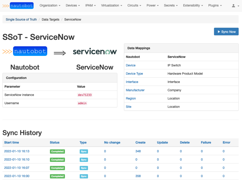 Nautobot SSoT Integration with ServiceNow - Network to Code