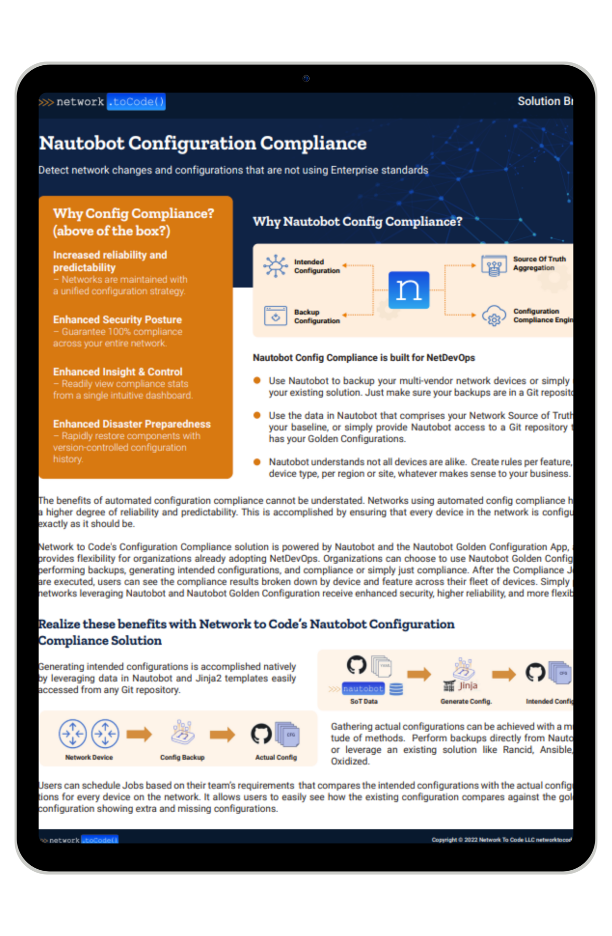 Nautobot Configuration Compliance Brief - Network to Code